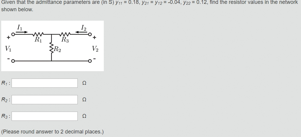 Solved Given that the admittance parameters are (in S) | Chegg.com
