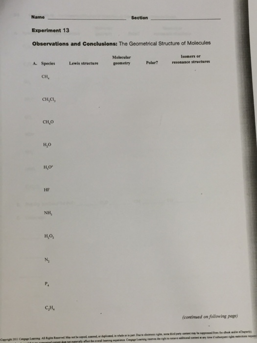 Solved Name Experiment 13 Observations Section and | Chegg.com