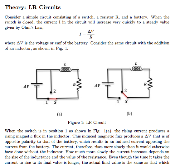 Solved Theory: LR Circuits Consider a simple circuit | Chegg.com