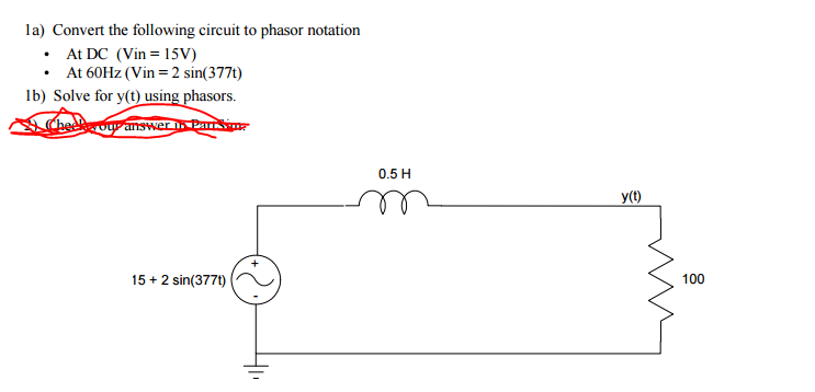 Solved Convert the following circuit to phasor notation At | Chegg.com
