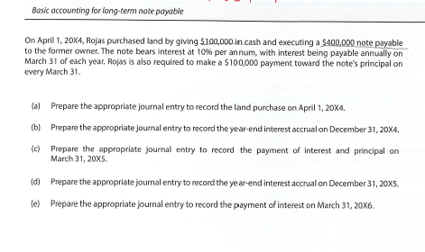 Solved Basic accounting for long-term note payable On April | Chegg.com