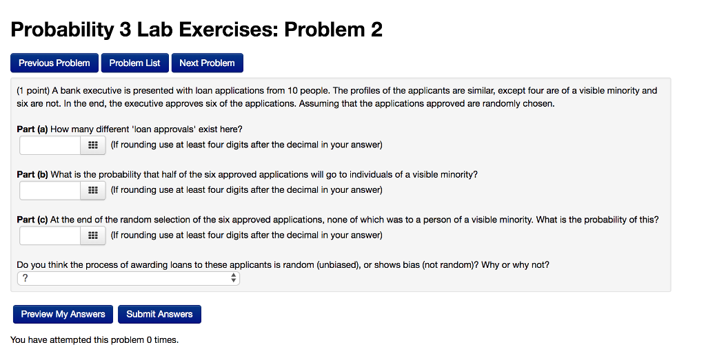 Solved Probability 3 Lab Exercises: Problem 2 Previous | Chegg.com