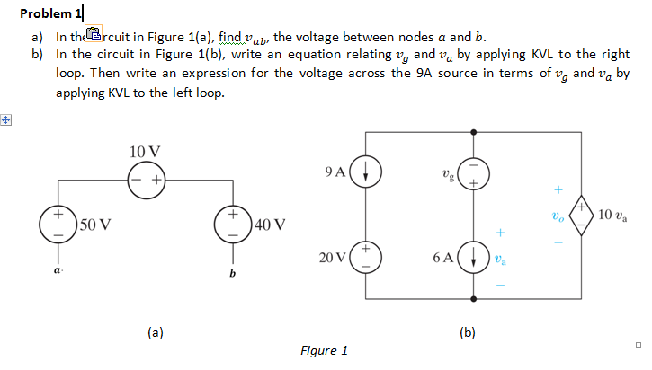 Solved In the circuit in Figure 1(a), find v_ab, the voltage | Chegg.com