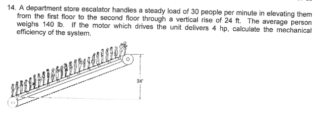 Solved A department store escalator handles a steady load of | Chegg.com