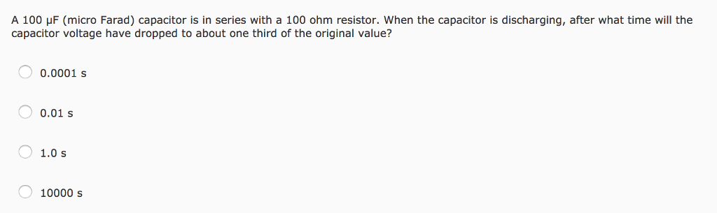 Solved A 100 mu F (micro Farad) capacitor is in series with | Chegg.com