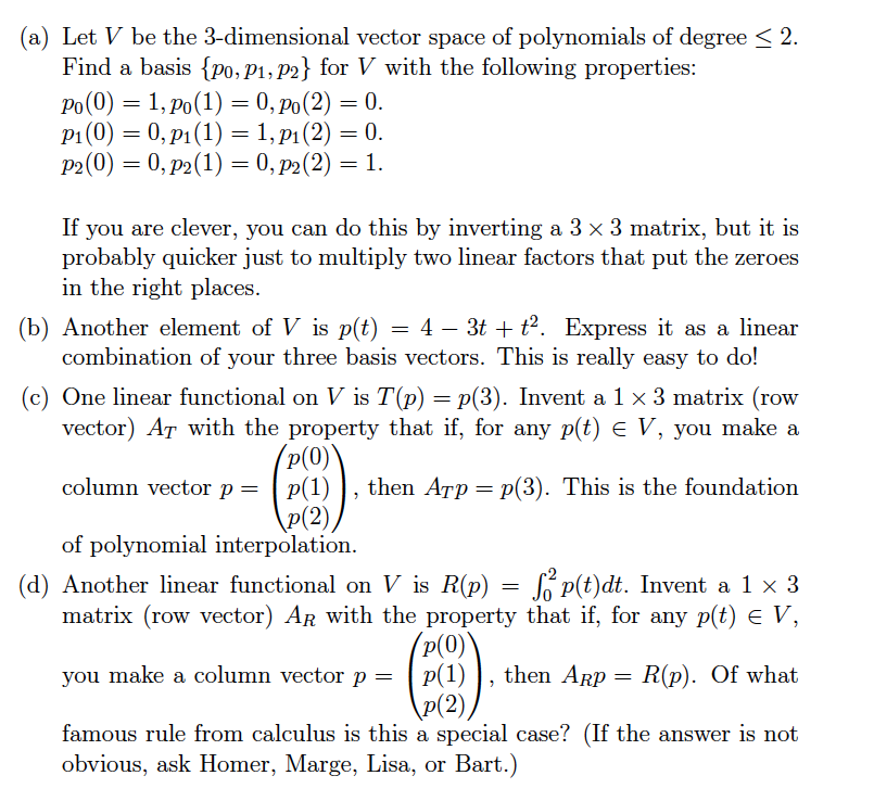 Solved (a) Let V be the 3-dimensional vector space of | Chegg.com