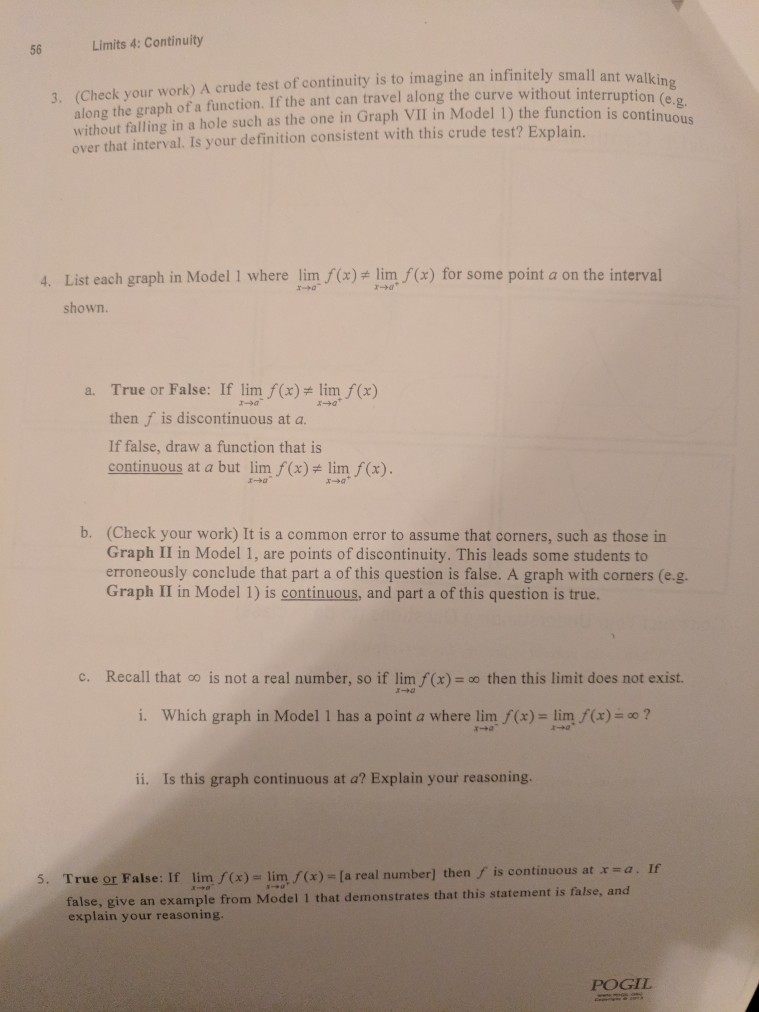 Solved Limits 4: Continuity 55 Limits 4: Continuity Model 1: | Chegg.com