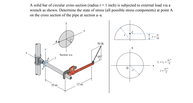 Solved A solid bar of circular cross-section (radius r inch) | Chegg.com