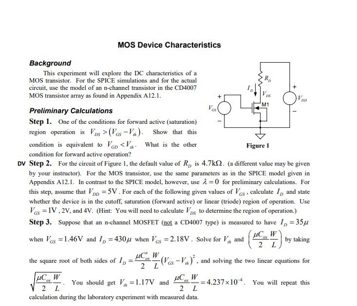 Solved MOS Device Characteristics Background This experiment | Chegg.com Solved MOS Device Characteristics Background This experiment | Chegg.com