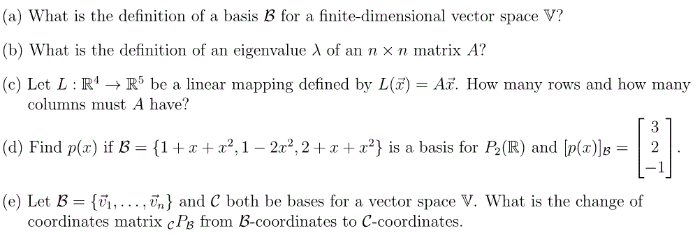 Solved (a) What is the definition of a basis B for a | Chegg.com