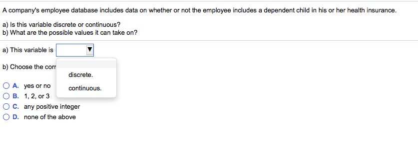 Solved A company's employee database includes data on | Chegg.com
