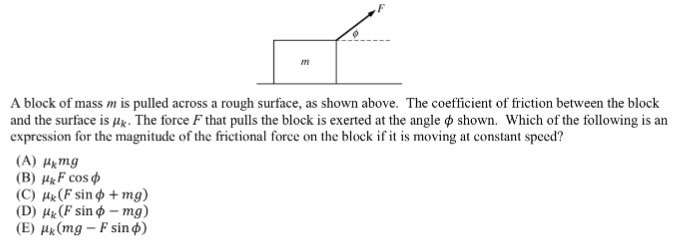 Solved A block of mass m is pulled across a rough surface, | Chegg.com