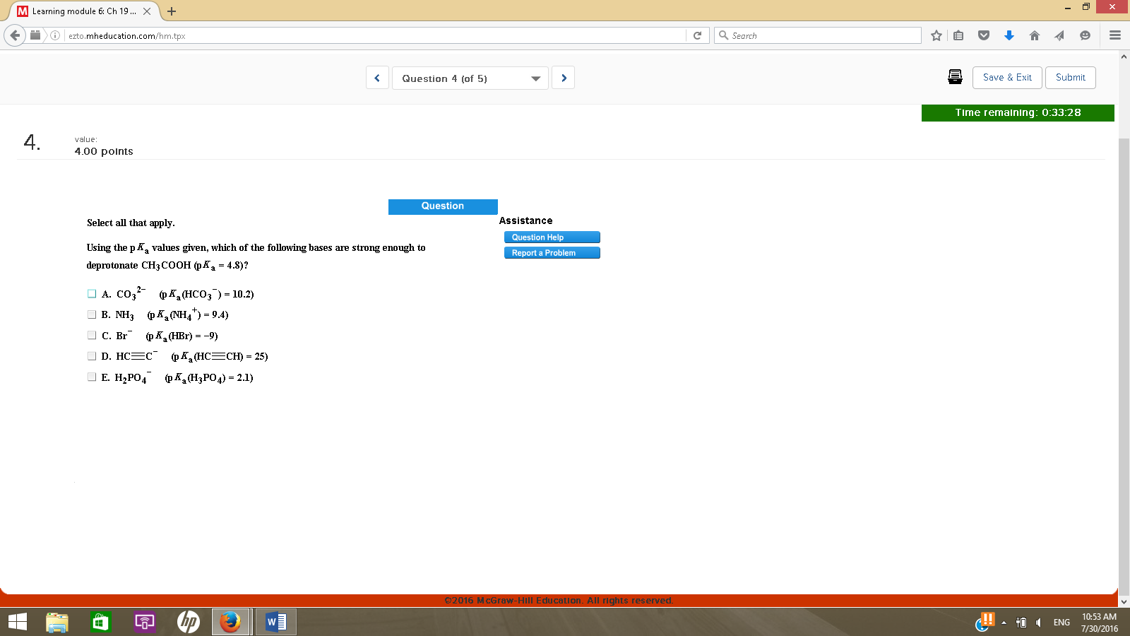 Solved Using the pK_a values given, which of the following | Chegg.com