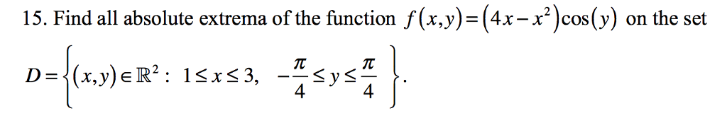 Solved 15. Find all absolute extrema of the function | Chegg.com