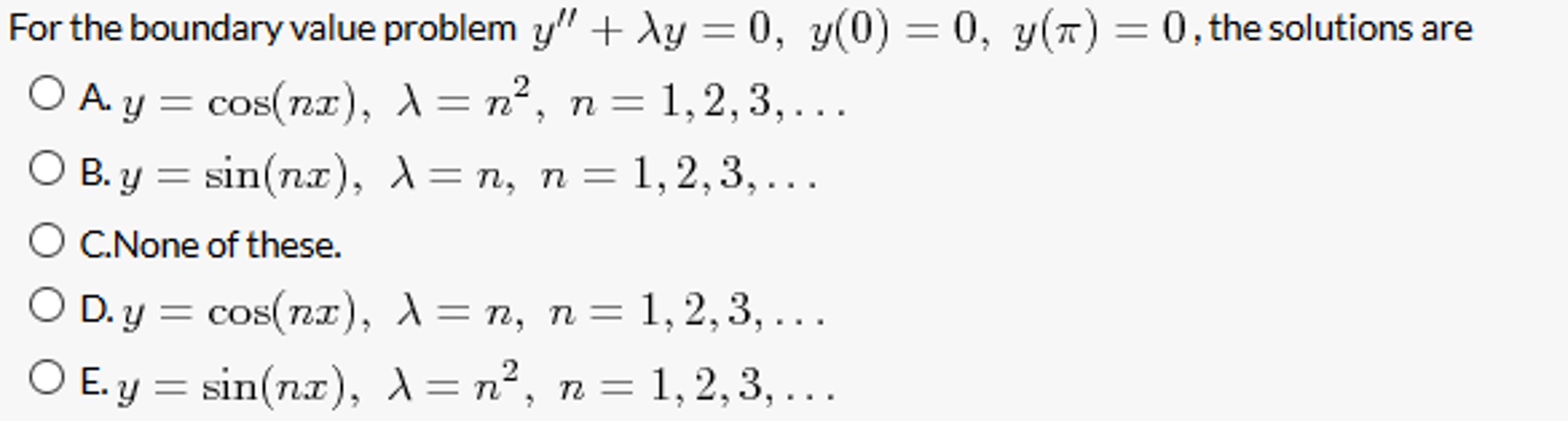 Solved For the boundary value problem y" + lambda y = 0, | Chegg.com