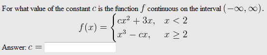 Solved: For What Value Of The Constant C Is The Function F... | Chegg.com