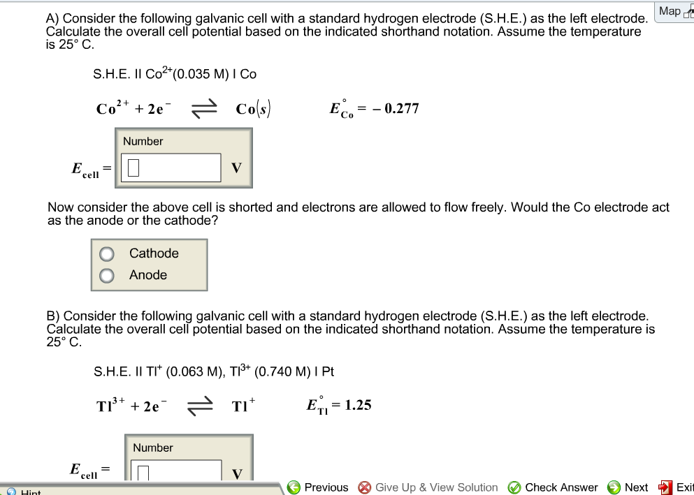 Solved consider the following galvanic cell with a standard | Chegg.com