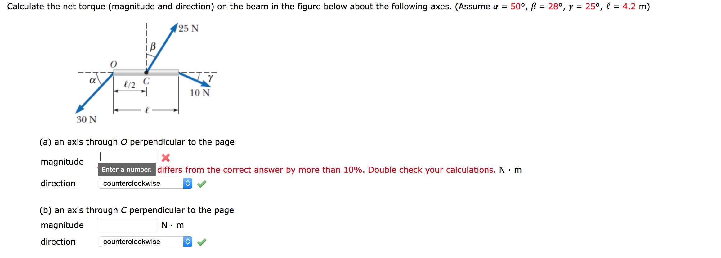Solved Calculate the net torque (magnitude and direction) on | Chegg.com
