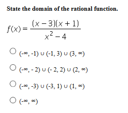 Solved State the domain of the rational function. f(x) = | Chegg.com