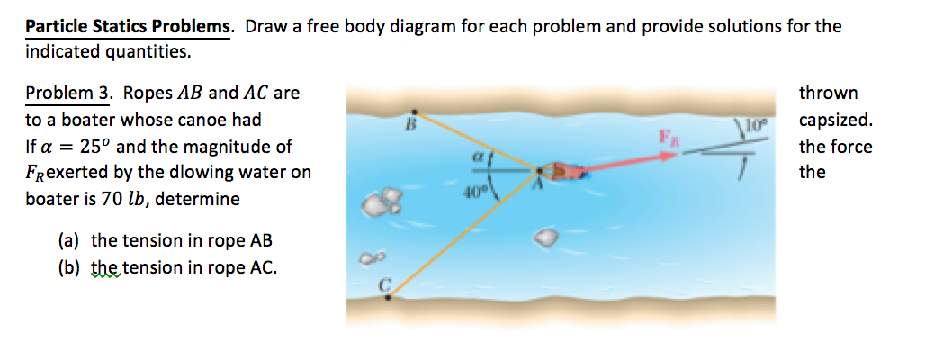 Solved Particle Statics Problems. Draw a free body diagram | Chegg.com