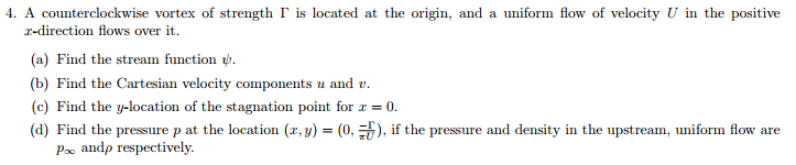 Solved . A counterclockwise vortex of strength I is located | Chegg.com