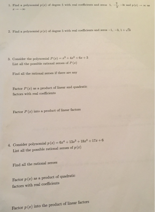 Solved Find a polynomial p(x) of degree 5 with real | Chegg.com