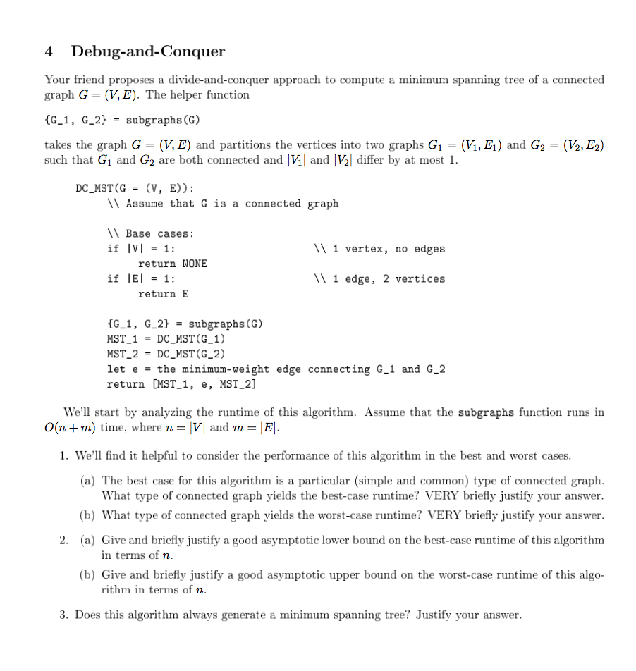 Solved Your friend proposes a divide-and-conquer approach to | Chegg.com