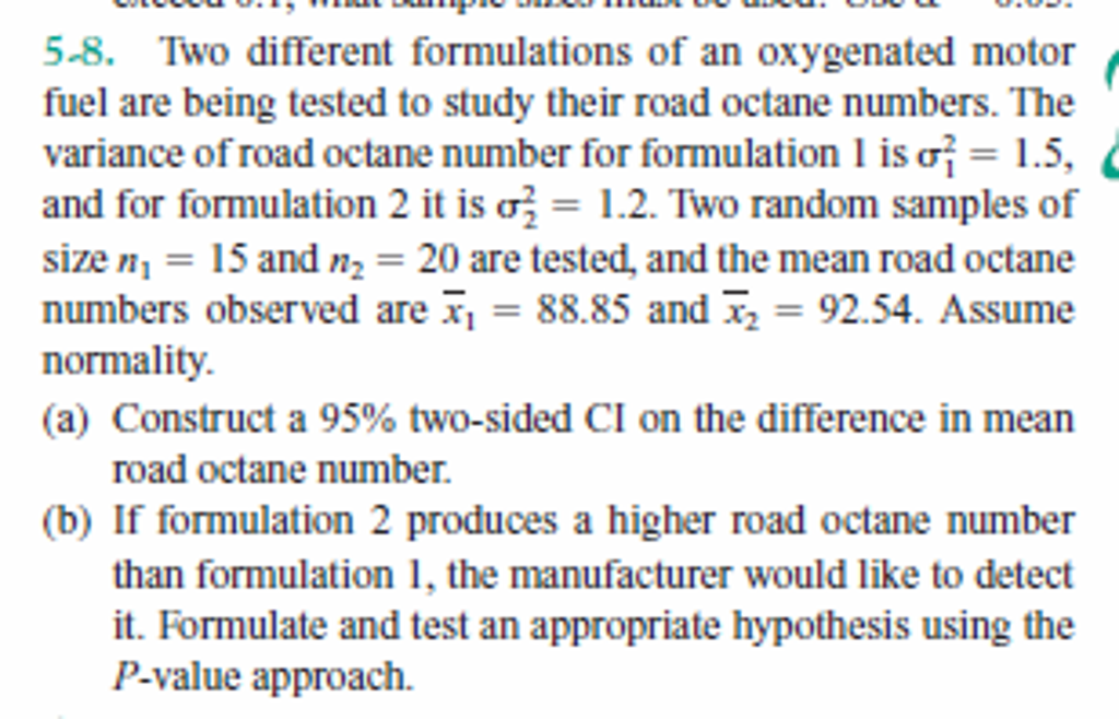 Solved 5-8. Two different formulations of an oxygenated | Chegg.com