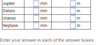 Solved The table to the right gives size and distance data | Chegg.com