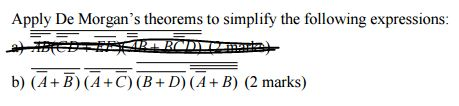 Solved Apply De Morgan's theorems to simplify the following | Chegg.com