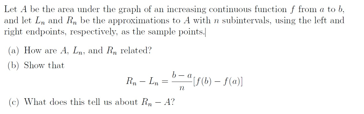 Let A be the area under the graph of an increasing | Chegg.com