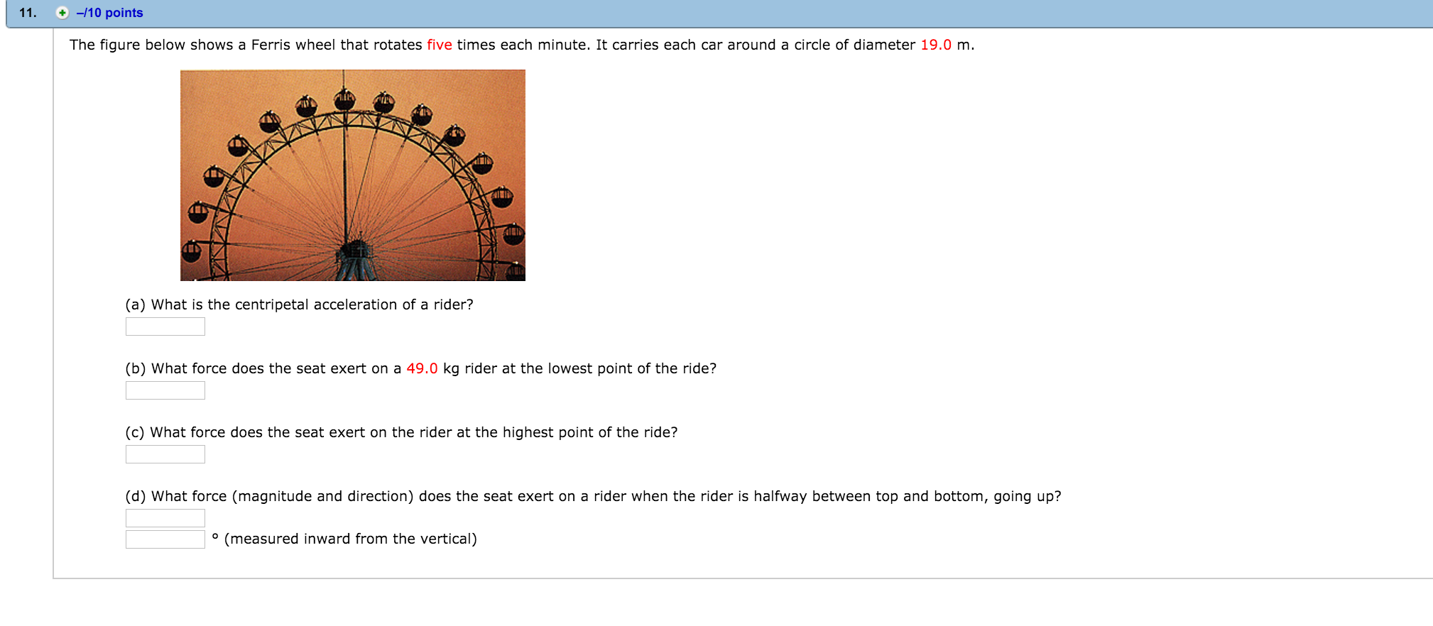 Solved The figure below shows a Ferris wheel that rotates | Chegg.com