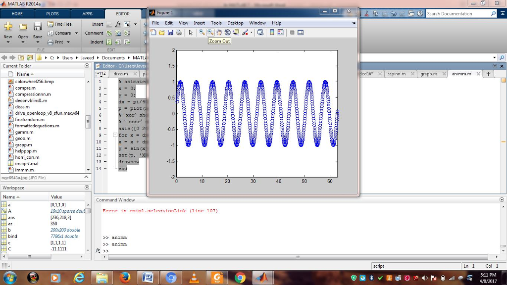 Solved Write a matlab Program to have animated sine graph | Chegg.com