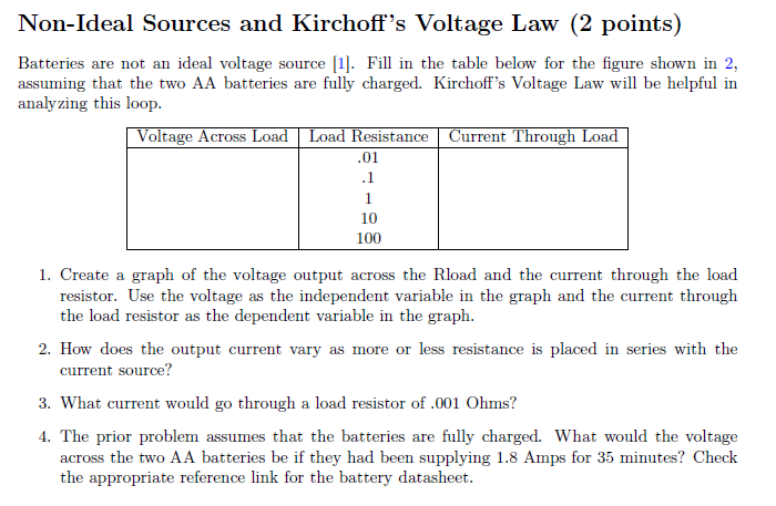 Solved Non-Ideal Sources and Kirchoff's Voltage Law (2 | Chegg.com