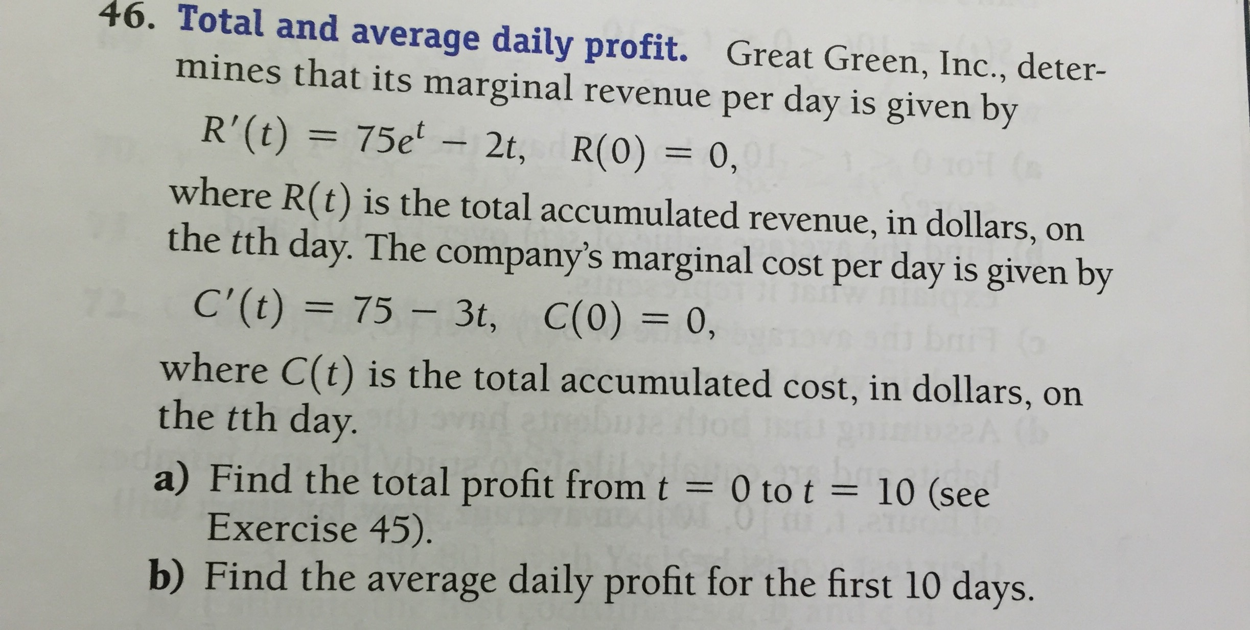 Solved Total and average daily profit. Great Green, Inc., | Chegg.com