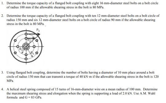 Solved Determine the torque capacity of a flanged bolt | Chegg.com