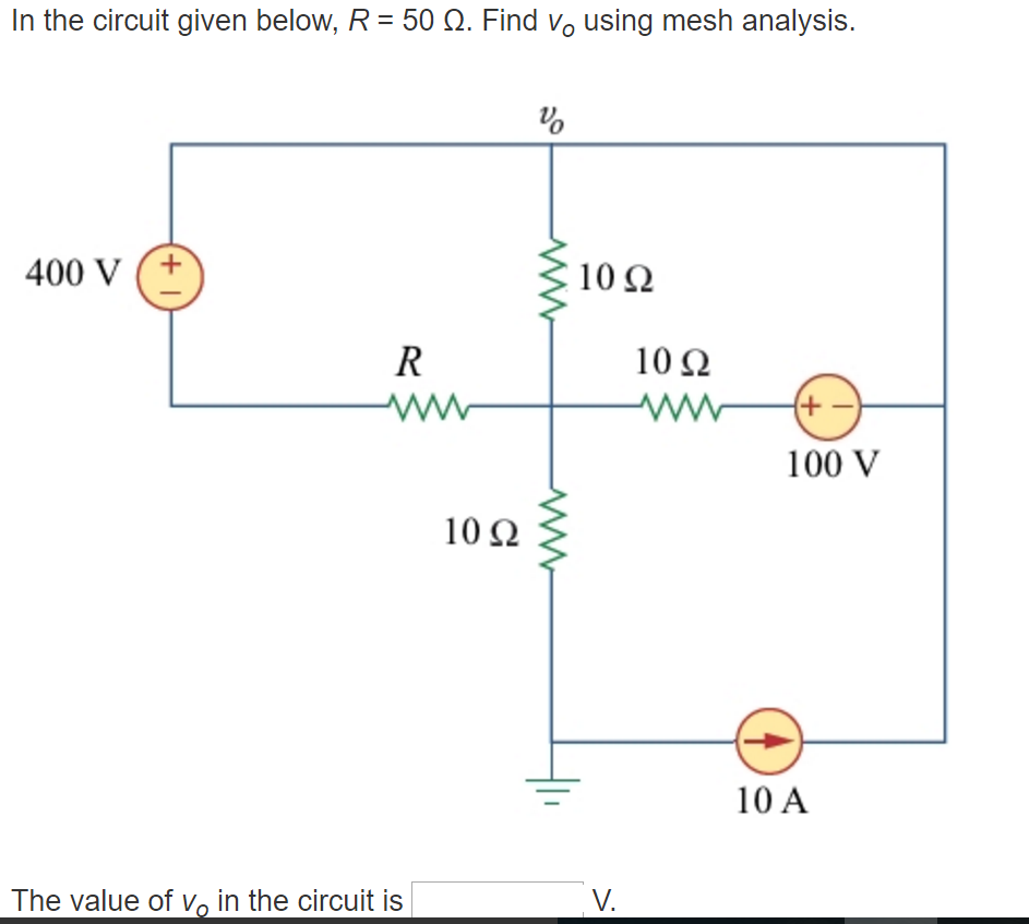 Solved In the circuit given below, R = 50 Ohm. Find v_o | Chegg.com