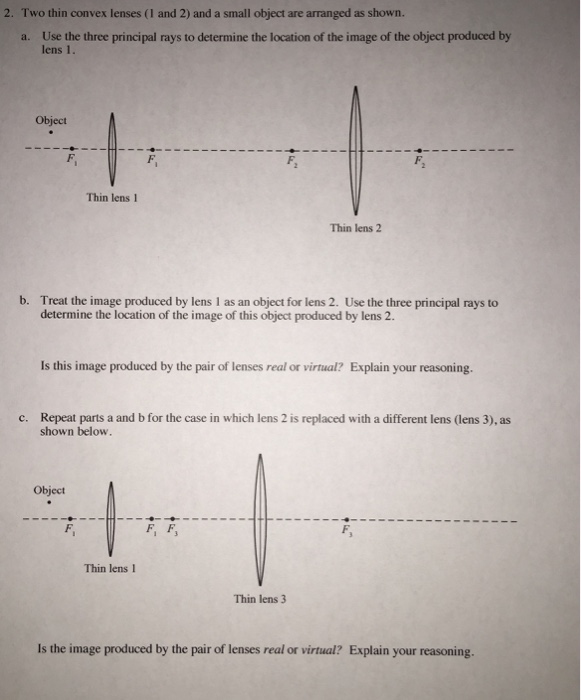 Solved Two thin convex lenses (1 and 2) and a small object | Chegg.com