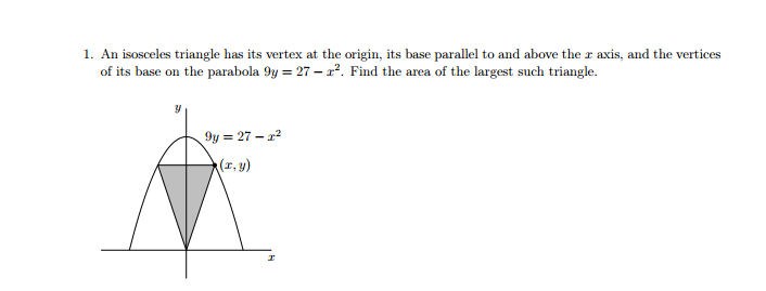 Solved An isosceles triangle has its vertex at the origin, | Chegg.com