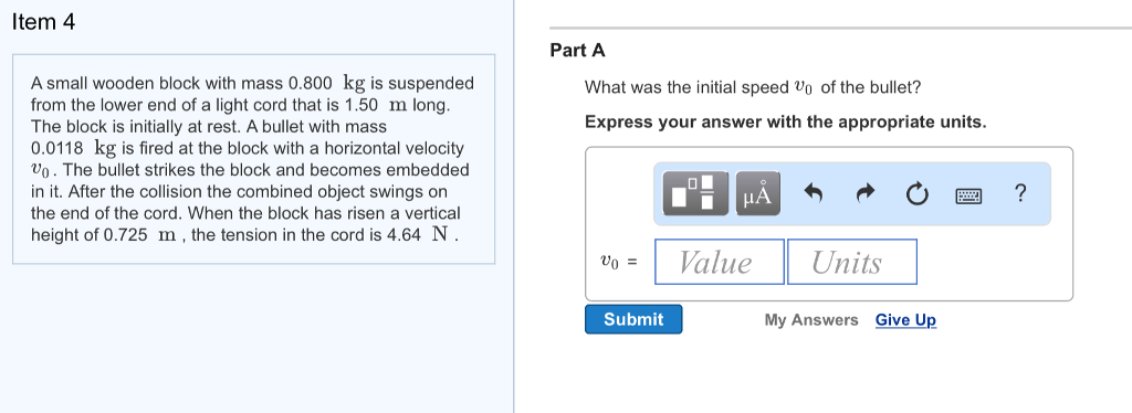 Solved A small wooden block with mass 0.800 kg is suspended | Chegg.com