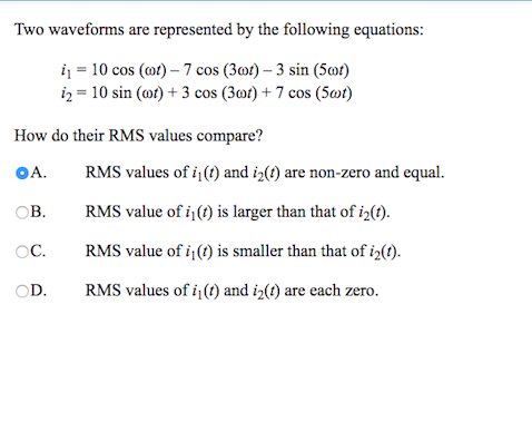 Solved Two waveforms are represented by the following | Chegg.com