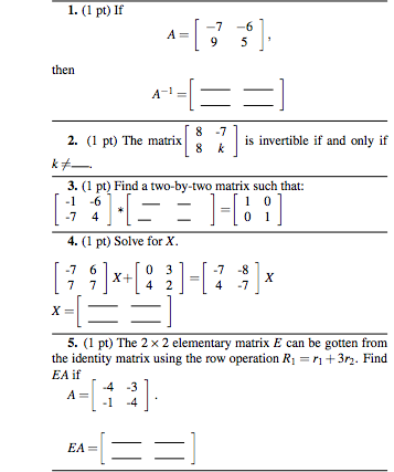Solved If then The matrix is invertible if and only if | Chegg.com