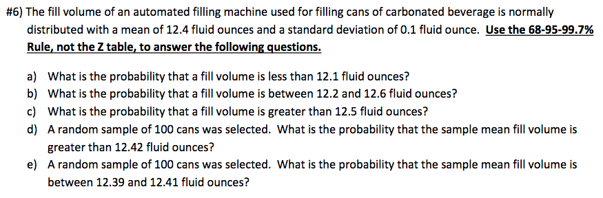Solved #6) The fill volume of an automated filling machine | Chegg.com