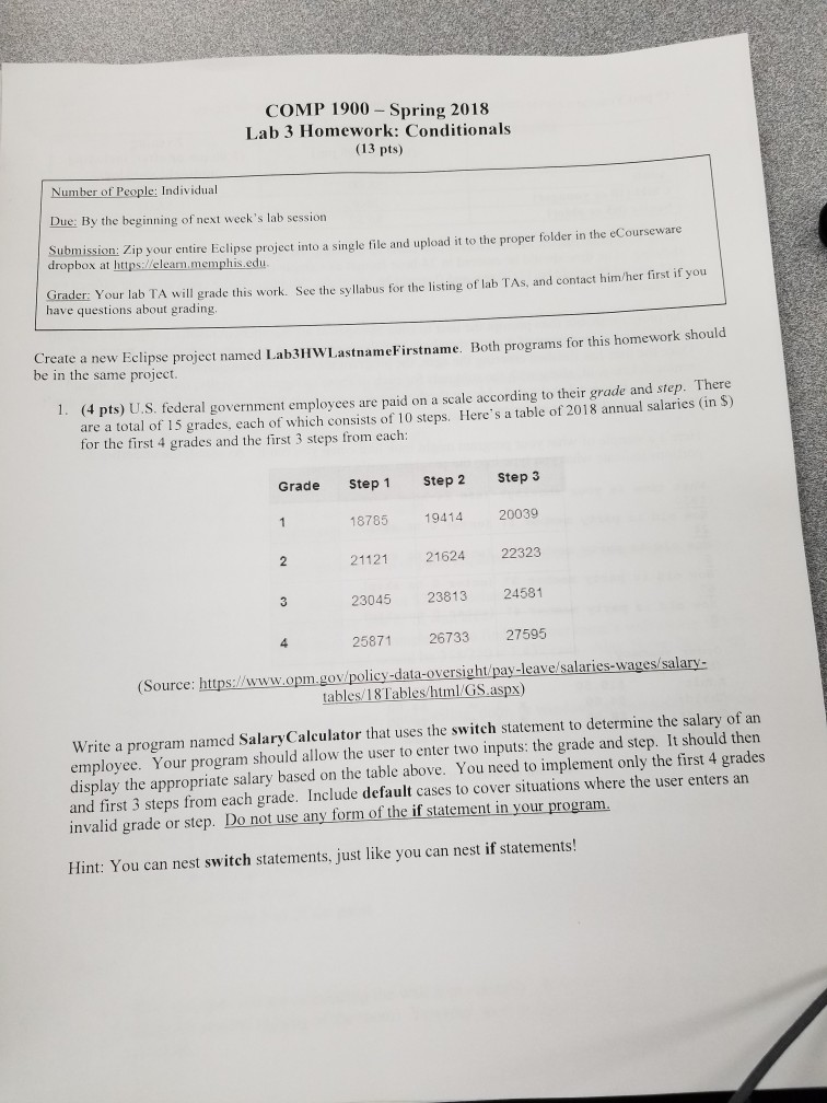 Solved Comp 1900 Spring 2018 Lab 3 Homework Conditionals
