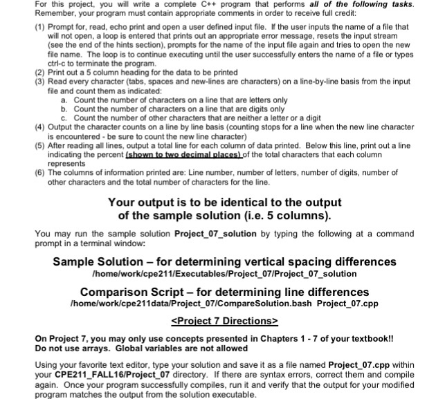 Solved For this project, you will write a complete C++ | Chegg.com