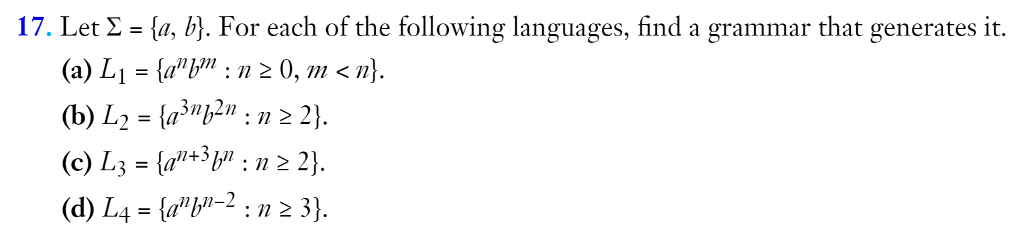 Solved 17. Let Σ = {a, b. For each of the following | Chegg.com