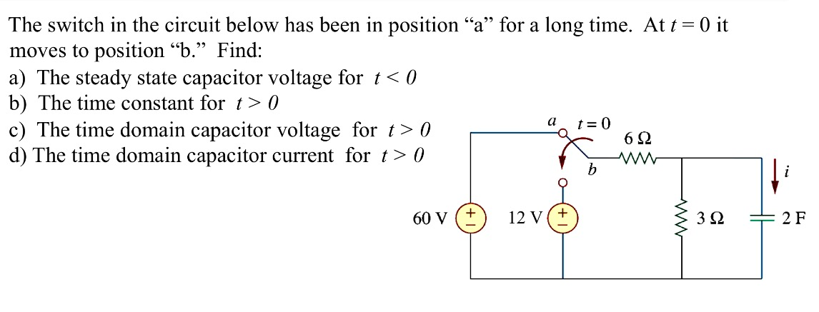 Solved The switch in the circuit below has been in position | Chegg.com