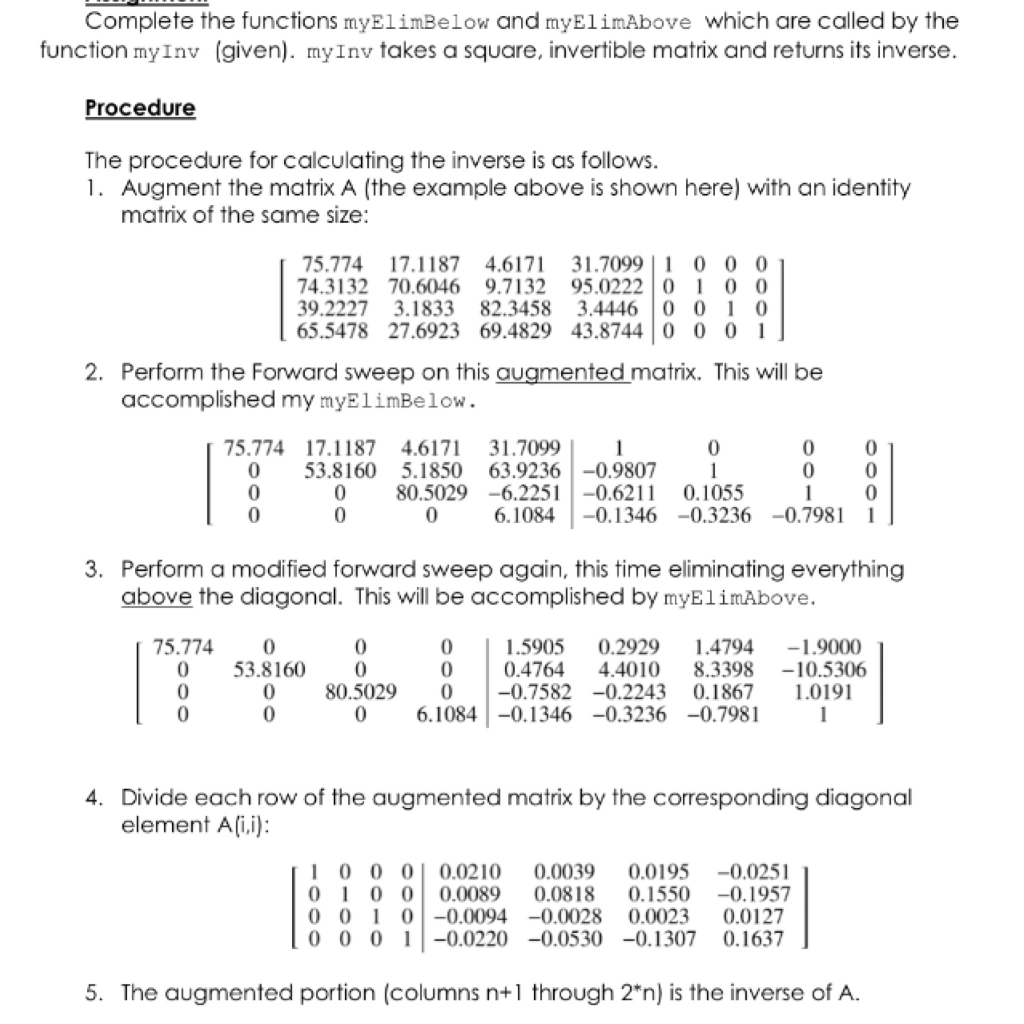 Solved Complete the functions myElimBelow and myElimAbove | Chegg.com