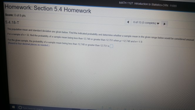 Solved MATH 1127: Introduction to Statistics-CRN 11055 | Chegg.com