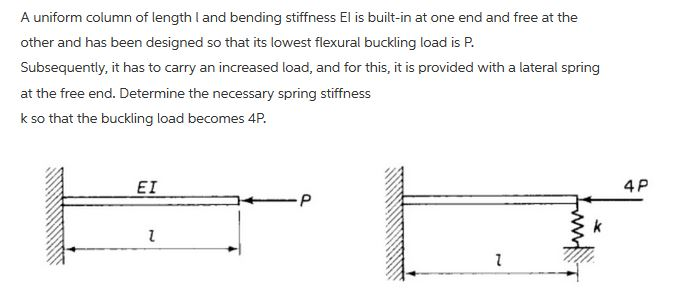 Solved A uniform column of length l and bending stiffness El | Chegg.com